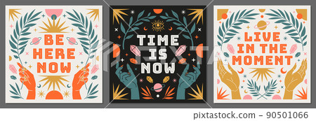 Boho celestial vector posters with... - Stock Illustration [90501066 ...
