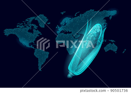 3D corn grain. World food Day hunger awareness.... - Stock Illustration ...