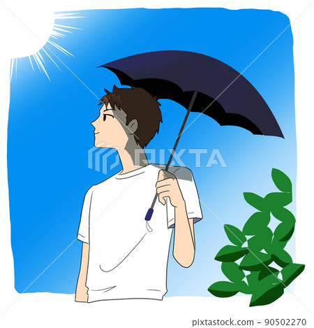 A man holding a parasol - Stock Illustration [90502270] - PIXTA