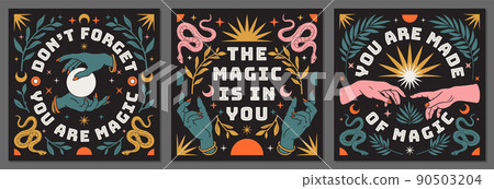 Boho mystical posters with inspirational quotes... - Stock Illustration ...