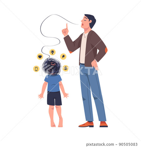Man Father Talking to His Confused Son as... - Stock Illustration ...
