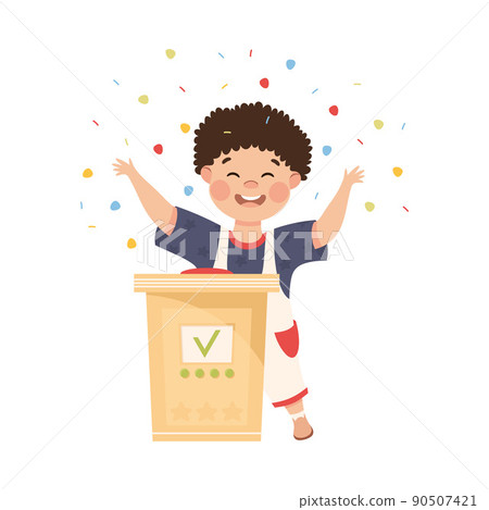 Little Boy Winning Quiz Game or Mind Sport... - Stock Illustration ...