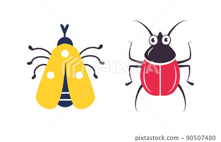 Cute Crawling Beetle with Wings and Legs as... - Stock Illustration ...