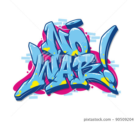 No war font in graffiti style. Vector... - Stock Illustration [90509204 ...