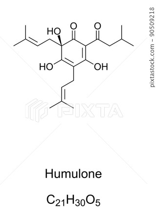 Humulone, chemical formula and structure. Also... - Stock Illustration ...