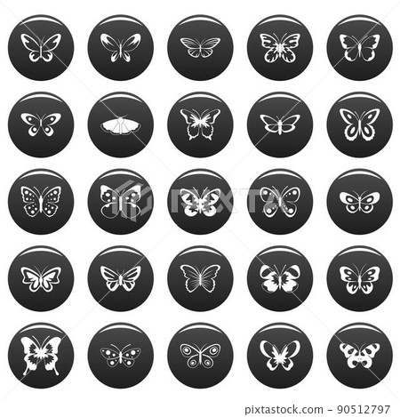 Butterfly icons set vetor black - Stock Illustration [90512797] - PIXTA