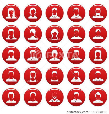 Avatar user icon set vetor red - Stock Illustration [90513092] - PIXTA