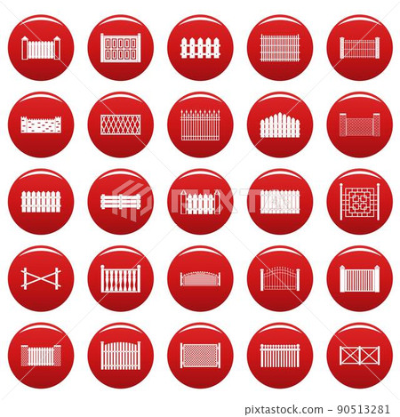 Fence icons set vetor red - Stock Illustration [90513281] - PIXTA