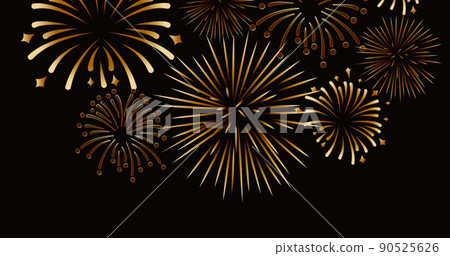 Image of exploding gold fireworks scrolling on... - Stock Illustration [90525626] - PIXTA