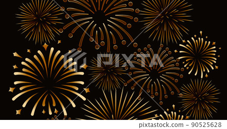 Image of exploding gold fireworks scrolling on... - Stock Illustration [90525628] - PIXTA