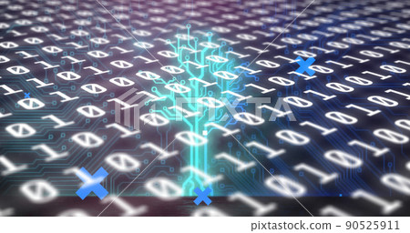 Abstract shapes and network of digital icons... - Stock Illustration [90525911] - PIXTA