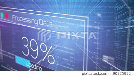 Image of data processing on blue background - Stock Illustration ...
