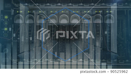 Image of data processing over server room - Stock Illustration ...