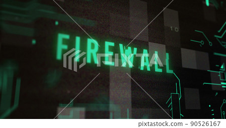 Image of firewall over green integrated circuit... - Stock Illustration ...