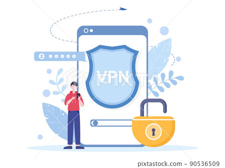 VPN or Virtual Private Network Service Cartoon... - Stock Illustration ...