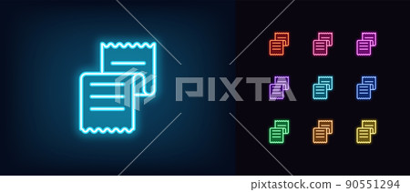 Outline neon receipt icon. Glowing neon invoice... - Stock Illustration ...