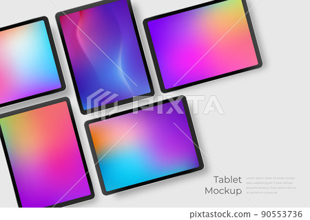 Realistic black tablets with colourful screens.... - Stock Illustration ...