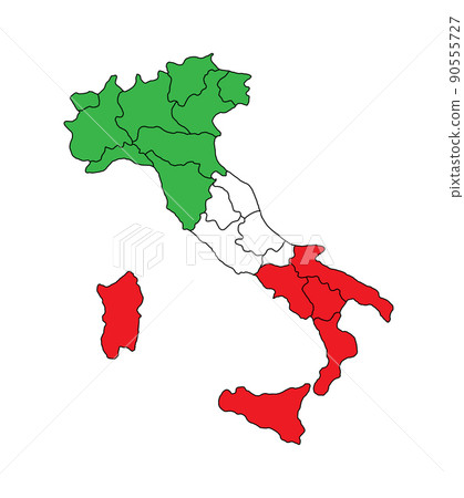 Map of Italy with region borders. Colored... - Stock Illustration ...