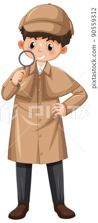 Male detective wearing brown overcoat and hat - Stock Illustration ...