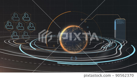 Image of rotating circles over data processing...-插圖素材 [90562370] - PIXTA圖庫