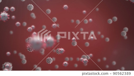 Image of virus cells on red background - Stock Illustration [90562389 ...