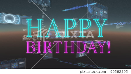 Image of happy birthday text and data... - Stock Illustration [90562395 ...
