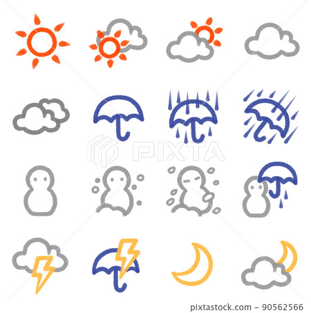 Various weather marks (line color) - Stock Illustration [90562566] - PIXTA