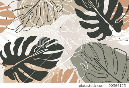 Modern abstract leaves and lines art background... - Stock Illustration ...