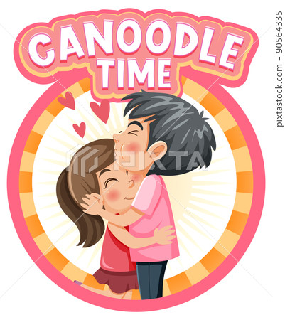 An couple in love cartoon character with word... - Stock Illustration ...