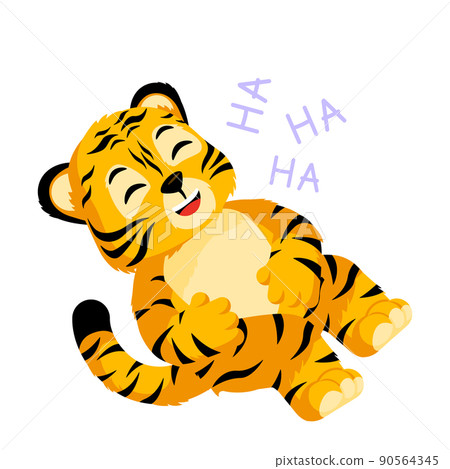 Cute little Tiger laughing character isolated.... - Stock Illustration ...
