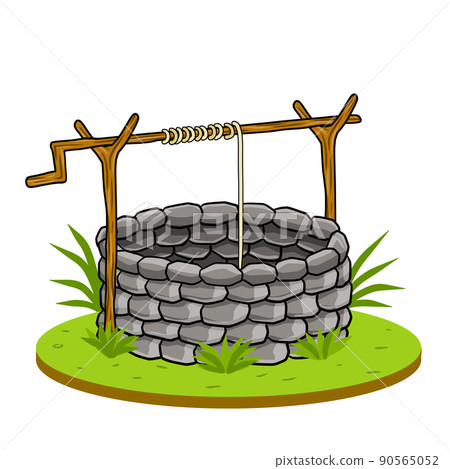Round stone well for water extraction - Stock Illustration [90565052 ...
