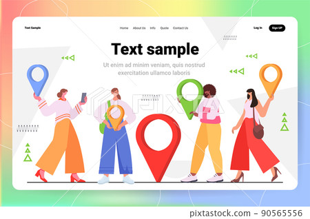 people using online navigation app on digital... - Stock Illustration ...