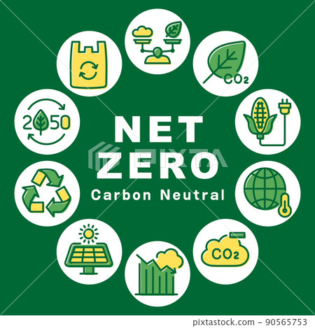 Net zero round frame logo - Stock Illustration [90565753] - PIXTA