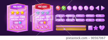Game boards with level score and menu buttons - Stock Illustration ...