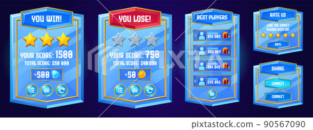 Game boards with win and lose banner, best players - Stock Illustration ...