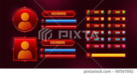 Game user profile elements with avatar and assets - Stock Illustration ...