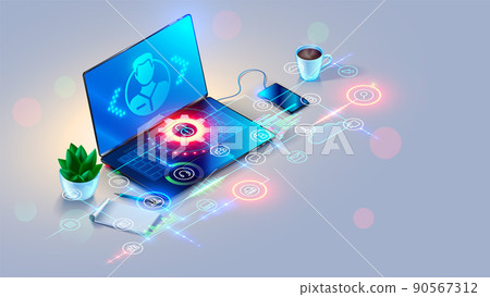 Remote Support online. Remotely access and... - Stock Illustration ...