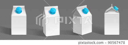 White milk box, square carton pack - Stock Illustration [90567478] - PIXTA