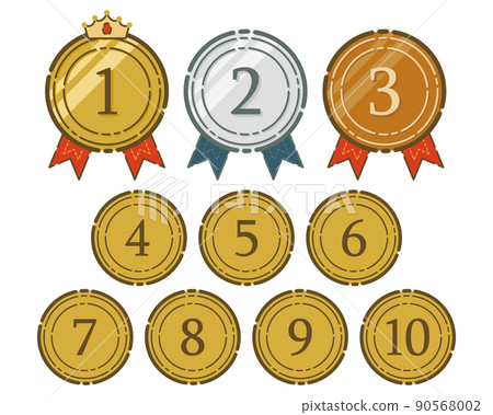 Retro cute medal set-gold, silver and bronze - Stock Illustration ...