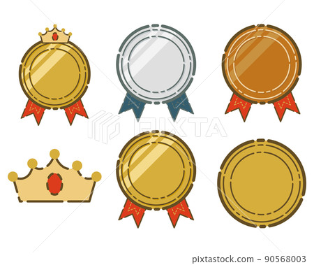 Retro cute medal set-gold, silver and bronze - Stock Illustration ...