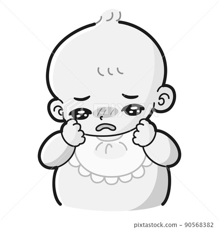 Illustration of a baby squirming (black and white) - Stock Illustration ...