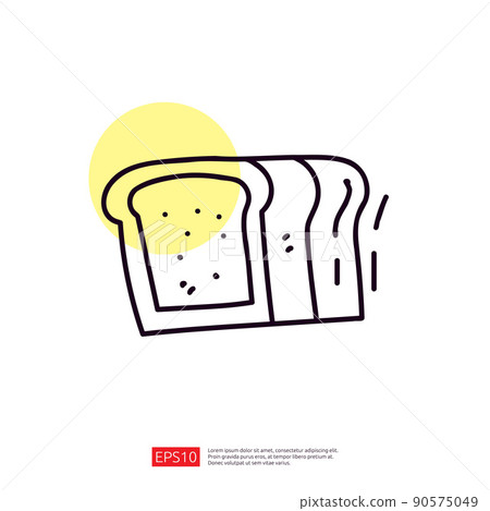 bread toast doodle line icon - Stock Illustration [90575049] - PIXTA