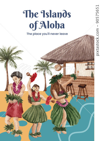Pinterest template with aloha Hawaii... - Stock Illustration [90575651 ...