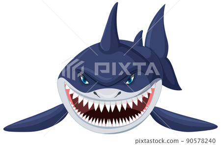 Aggressive great white shark cartoon - Stock Illustration [90578240 ...