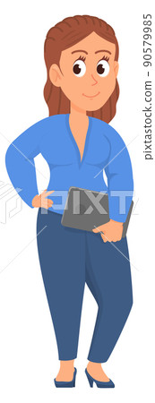 Corporate female character. Cartoon woman in... - Stock Illustration ...