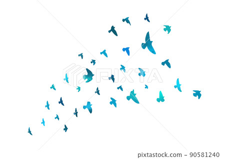 A flock of blue birds. Vector illustration - Stock Illustration ...