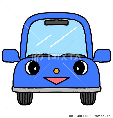 Blue car with facial expression - Stock Illustration [90583957] - PIXTA