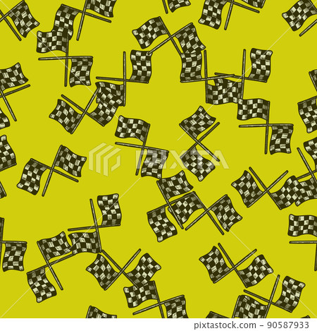 Race flag seamless pattern engraving. Vintage... - Stock Illustration ...