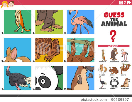 guess cartoon animals educational game for... - Stock Illustration ...