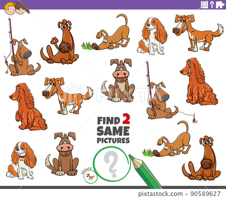 find two same cartoon dog characters... - Stock Illustration [90589627 ...